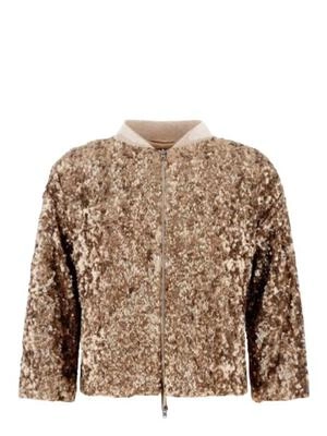 Herno Herno Sequined Zip-Up Bomber Jacket Brown