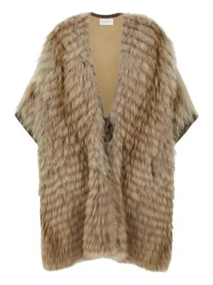 P.A.R.O.S.H P.A.R.O.S.H. Fur-Trimmed Patchwork Cape Jacket