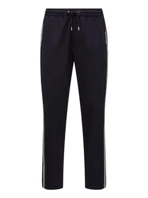 Moncler Gabardine Jogging Trousers With Side Logo Embroidery - Black