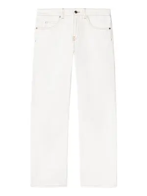 Off-White Straight-leg Jeans With Contrast Stitching - White