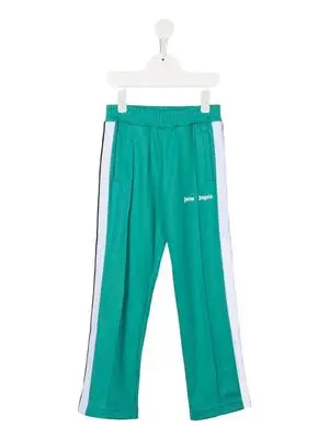 Palm Angels Side Stripe Logo Print Track Pants - Green