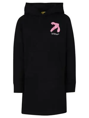 Off-White Hooded Dress With Logo Detail - Black