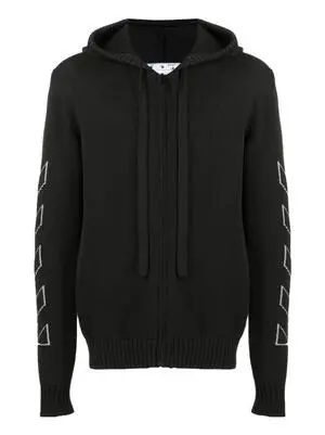 Off-White Hooded Zip-up Sweater - Black