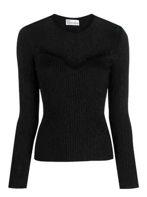 Red Valentino Mesh Tulle Sweater With Dot Mesh Detail - Black