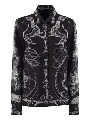 Fabiana Filippi Long Sleeve Graphic Print Shirt - Black