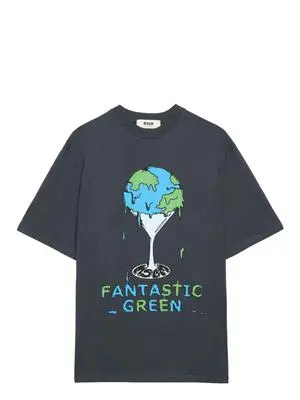 MSGM Graphic-print Cotton T-shirt - Black