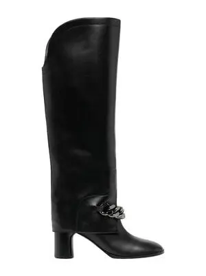 Casadei Varenne Knee-high Boots With Chain Detail - Black