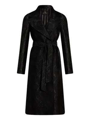 Etro Chenille Jacquard Belted Coat - Black