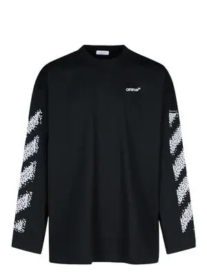 Off-White Pixel Diagonal Logo Embroidered T-shirt - Black
