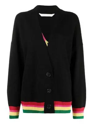 Palm Angels Miami Logo V-neck Cardigan - Black