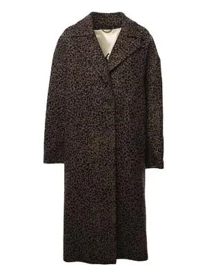 GOLDEN GOOSE Leopard Print Single-breasted Coat - Black