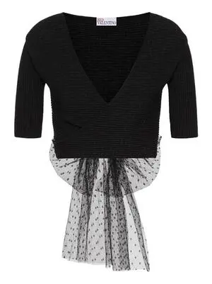 Red Valentino Fine Dot Mesh Tulle Sweater - Black