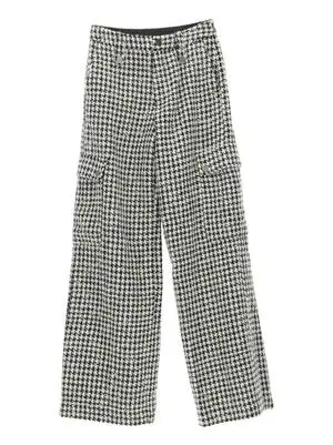 ROTATE BY BIRGER CHRISTENSEN Houndstooth Wide-leg Cargo Pants - Gray