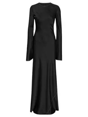 ROTATE BY BIRGER CHRISTENSEN Long-sleeved Diagonal Cut Dress - Black
