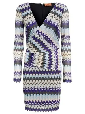 Missoni Missoni Zigzag Pattern V-Neck Mini Dress Multicolor