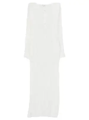 P.a.r.o.s.h Textured Long-sleeved Midi Dress - White