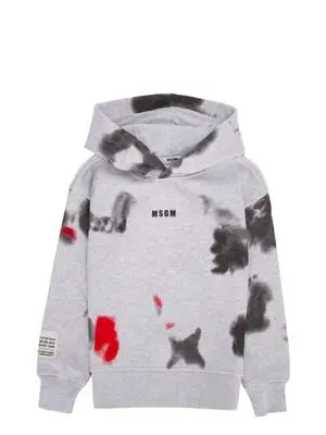 MSGM Teen Tie-dye Logo-print Hoodie - Gray
