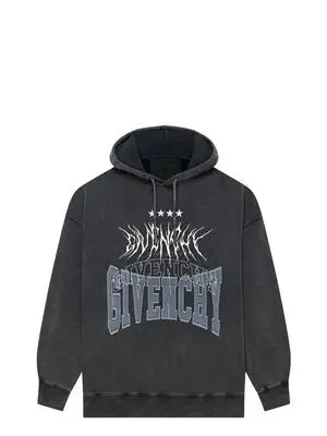 Givenchy Logo Embroidered Drawstring Hoodie - Grey