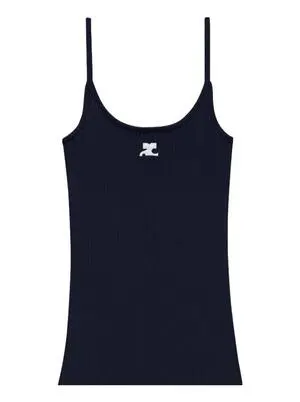 COURREGES Ribbed Logo Camisole - Navy Blue