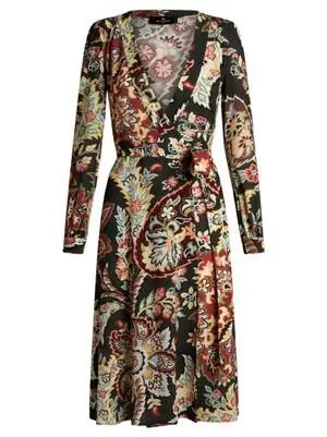 Etro Paisley Print V-neck Long Sleeve Midi Dress - Multicolor