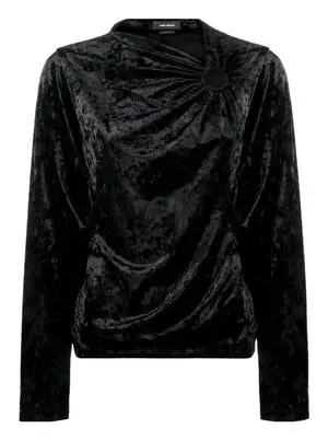 Isabel Marant Étoile Velvet Crushed Long Sleeve Top - Black