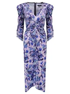 Isabel Marant Étoile Floral-print Ruched V-neck Dress - Purple