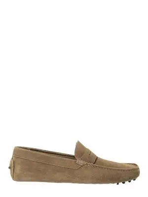 SCAROSSO Suede Penny Loafers - Beige
