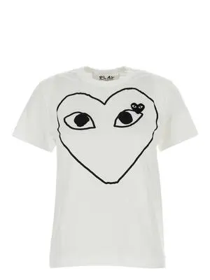 Play Comme Des Garcon Heart Print Crewneck T-shirt - White