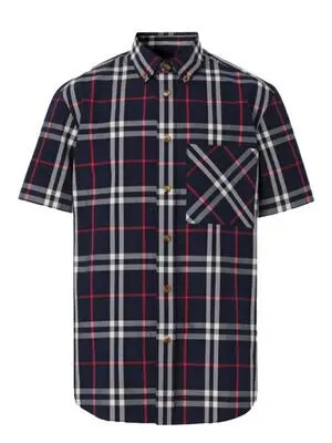 Burberry Lapel Short-sleeved Shirt - Navy
