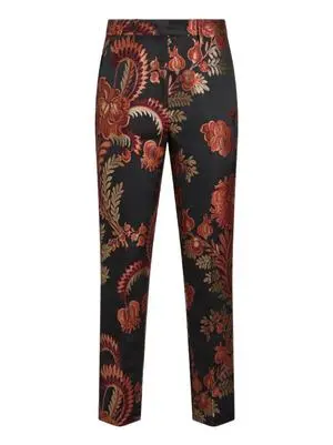 Etro Floral Jacquard Tapered-leg Trousers - Black