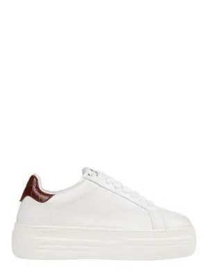 LANVIN Round Toe Lace-up Sneakers - White
