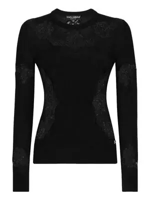Dolce & Gabbana Lace Detail Knit Top - Black