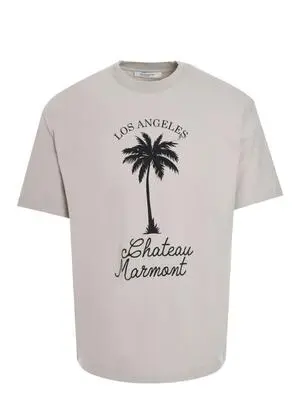 IH NOM UH NIT Palm-print Cotton T-shirt - Light Gray
