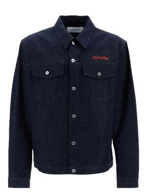 Off-White Logo Embroidered Denim Jacket - Black