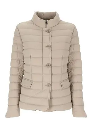 Herno Quilted Puffer Jacket With Stand Collar - Light Beige