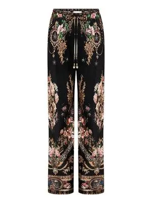 Camilla Embellished Wide-leg Pants With Tassels - Black