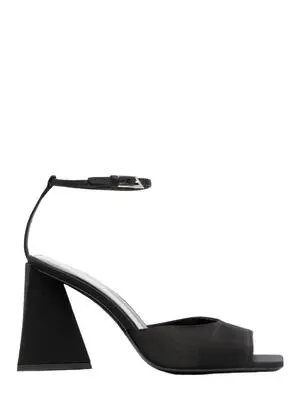Attico Piper Square Toe Satin Sandals - Black