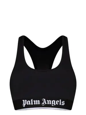 Palm Angels Logo-underband Scoop-neck Bra - Black