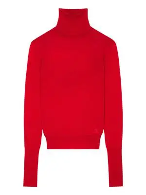 Givenchy High-neck Open-back Fine Knit Sweater - Scarlet