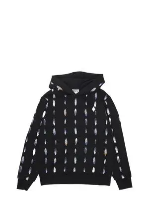 MARCELO BURLON COUNTY OF MILAN Feather-print Cotton-blend Hoodie - Black