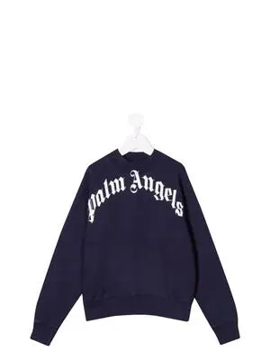 Palm Angels Logo Print Crewneck Sweatshirt - Black