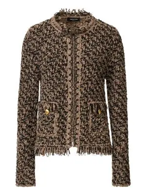 Fabiana Filippi Fringed Tweed Jacket - Black