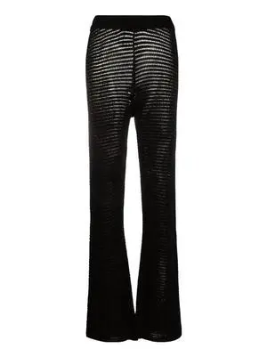 Nanushka Bazia Crochet-knit Slim Trousers - Black