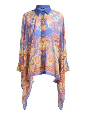 ETRO Etro Floral Printed Draped Poncho Shirt