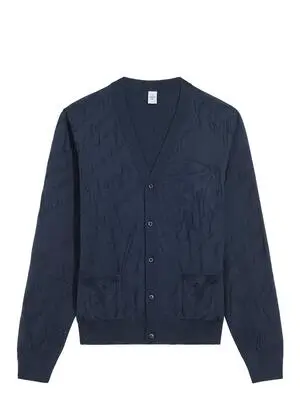Berluti Long-sleeved Knitted V-neck Cardigan - Blue