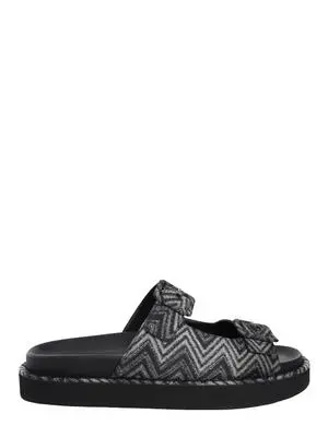 Missoni Zigzag Woven Flat Sandals - Black