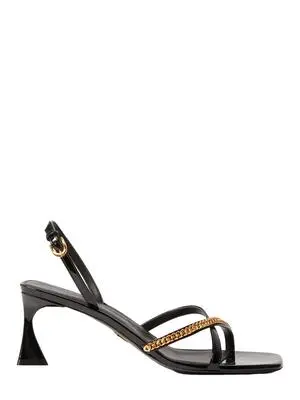 Stella McCartney Stella McCartney Elsa Chain-Embellished Square Sandals Black