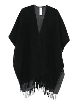 Fabiana Filippi V-neck Cape With Fringed Edges - Black