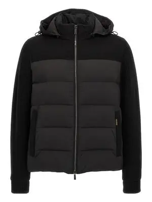 MOORER Hooded Bomber Jacket With Drawstring Hem - Black