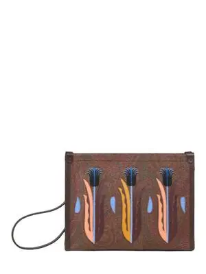 Etro X Agostino Iacurci Medium Arnica Pouch In Paisley Jacquard - Brown